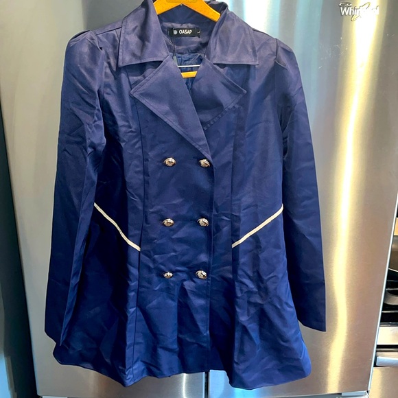 OASAP | Jackets & Coats | New Navy Blue Military Jacket Silver Buttons ...